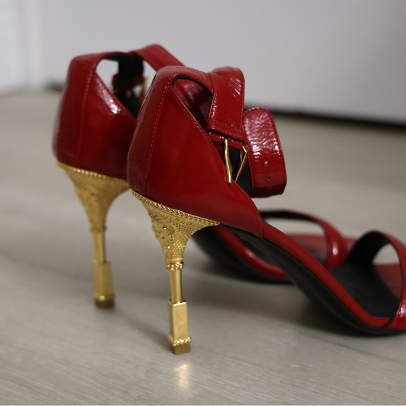 Balmain | Shoes | Balmain Red And Gold Heels | Poshmark